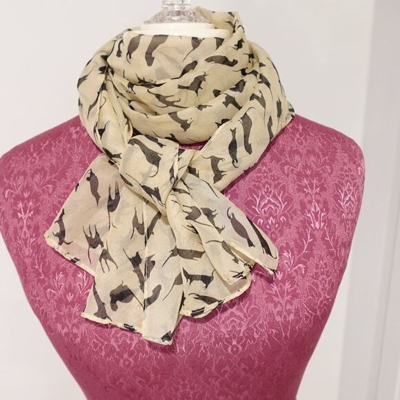 None and/or Unknown | Accessories | New Tan Scarf With Black Cats Head ...